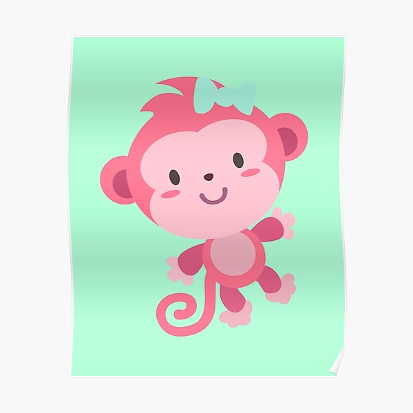 "Cute Pink Monkey Design" Poster for Sale by pomnook | Redbubble