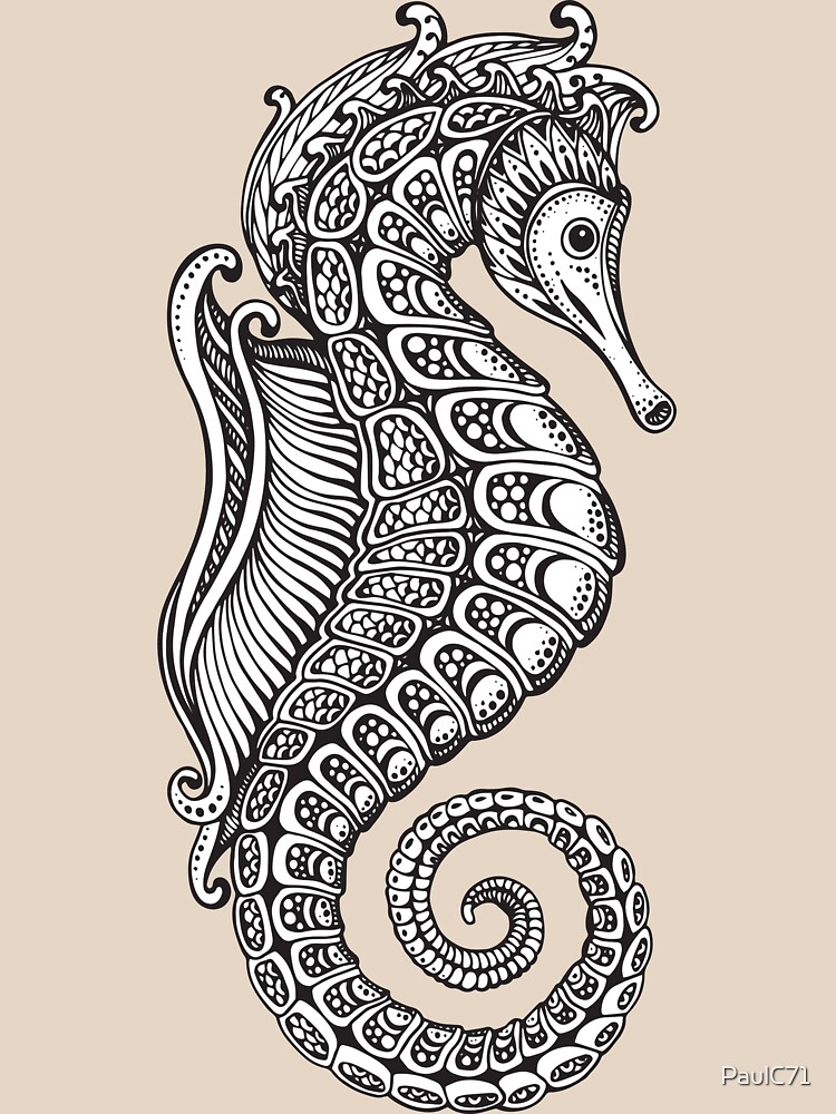"Seahorse Zentangle Design" T-shirt by PaulC71 | Redbubble