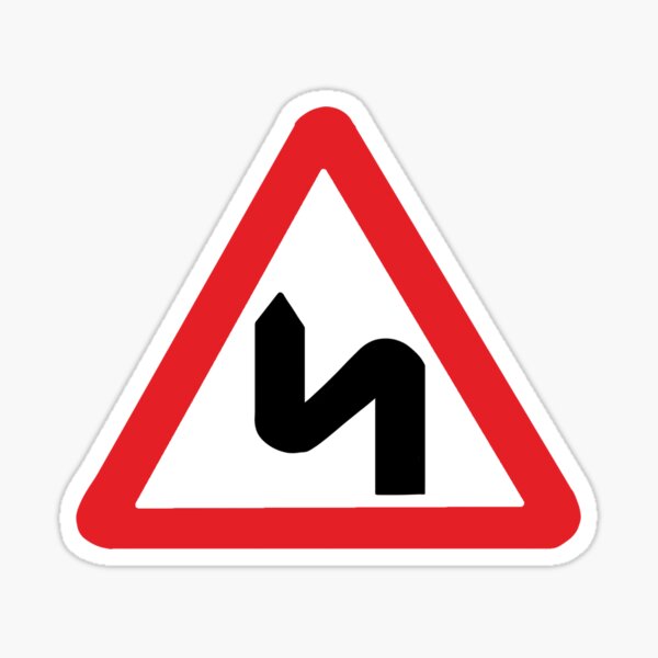 "Dangerous Bend Symbol Sign" Sticker for Sale by svrtel | Redbubble