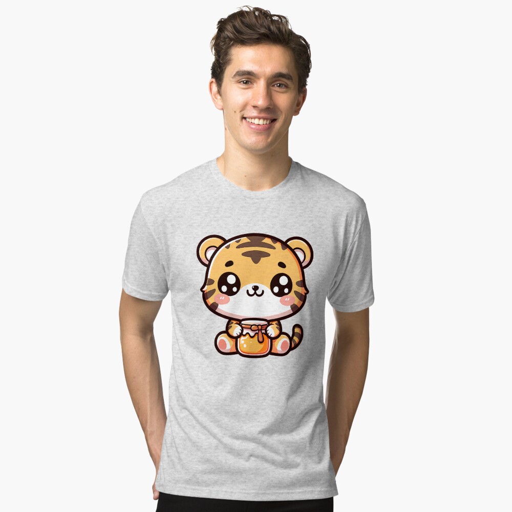 "Kawaii Tiger Cub Eating Honey" Sticker for Sale by PeelZinc | Redbubble