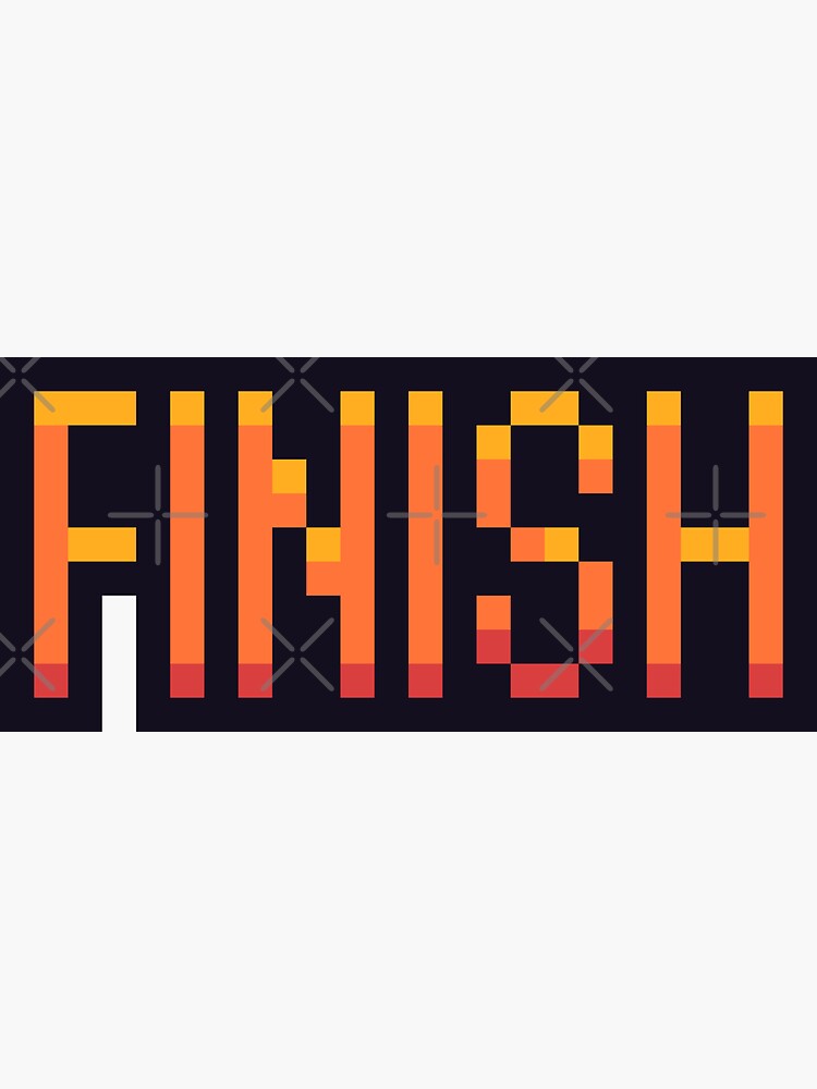 "Pixel art of the word "FINISH"" Sticker by PoluxDesign | Redbubble