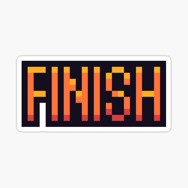 "Pixel art of the word "FINISH"" Sticker by PoluxDesign | Redbubble