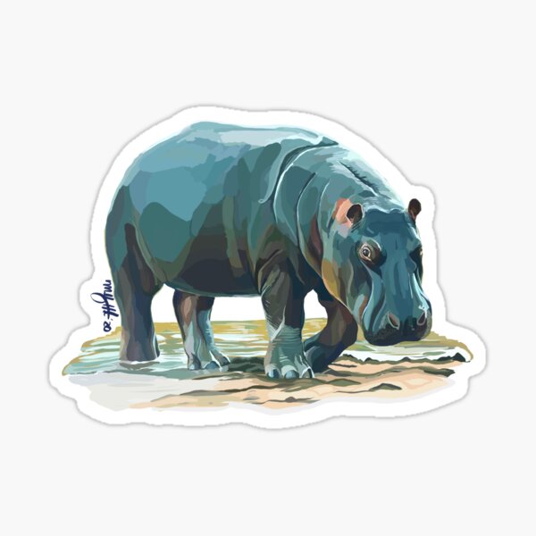 "Hippopotamus " Sticker for Sale by Ink-Valkyrie | Redbubble