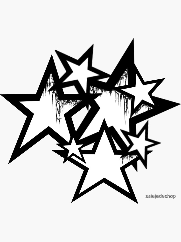 "gothic y2k layered stars" Sticker for Sale by asiajadeshop | Redbubble
