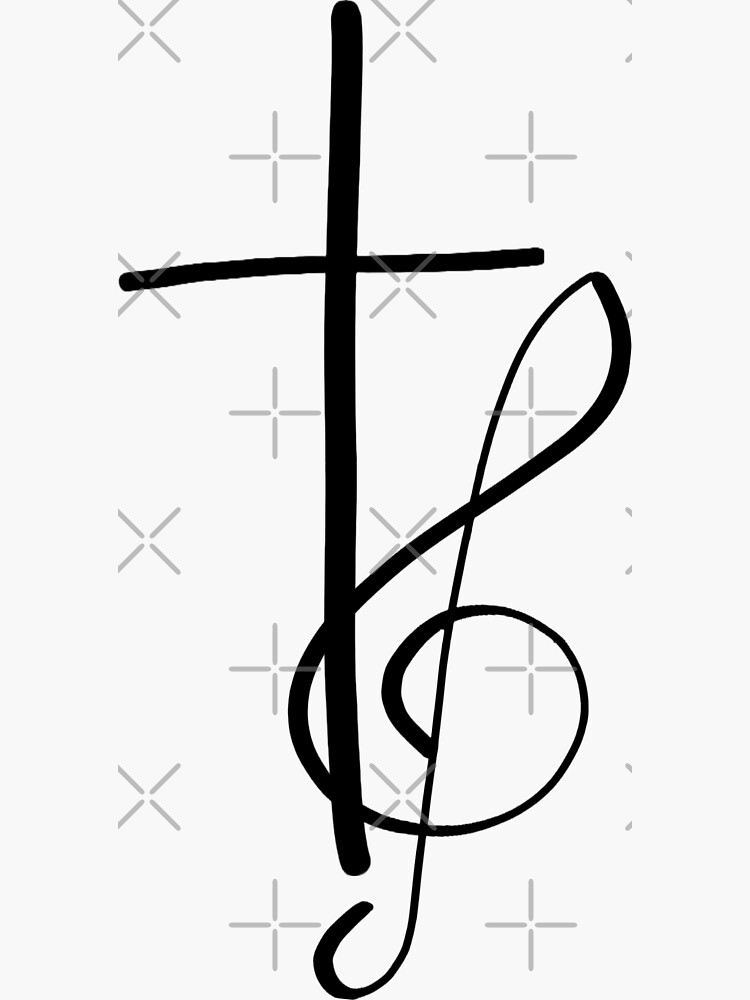 "Treble Clef Cross Christian Musician - Black" Sticker for Sale by ...