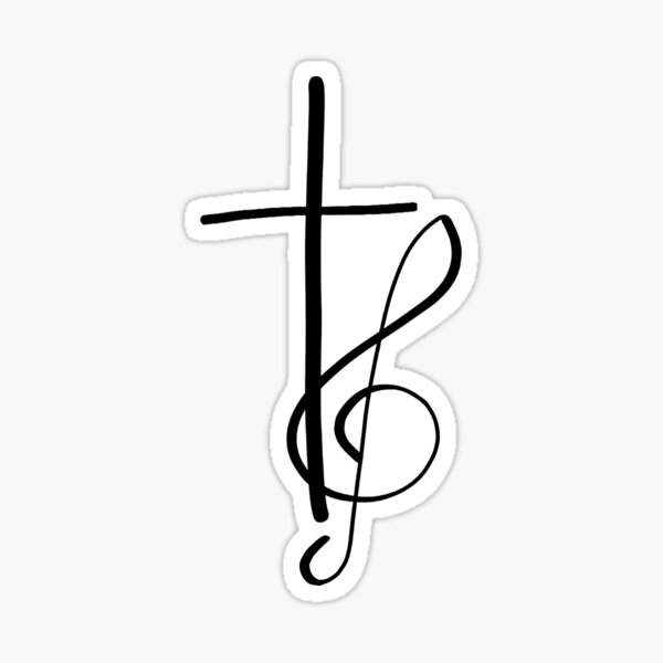 "Treble Clef Cross Christian Musician - Black" Sticker for Sale by ...