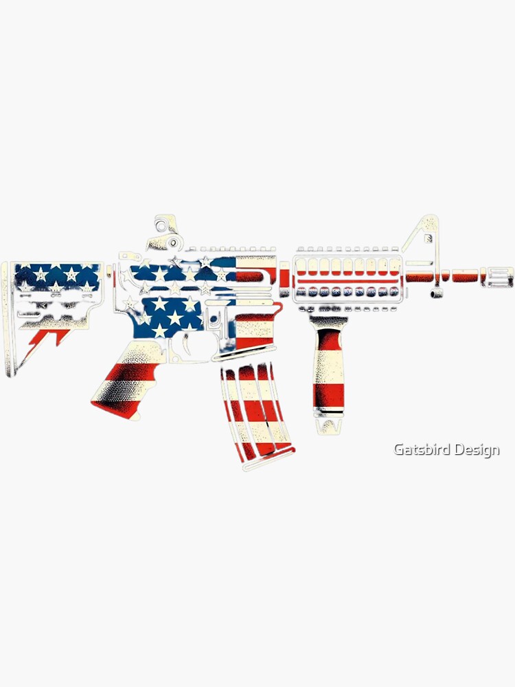 "AR 15 American Flag Design for Patriotic Products" Sticker by Gatsbird ...