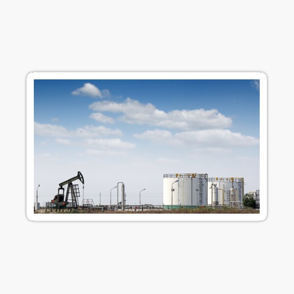 "oil pump jack and refinery" Sticker for Sale by goceris | Redbubble