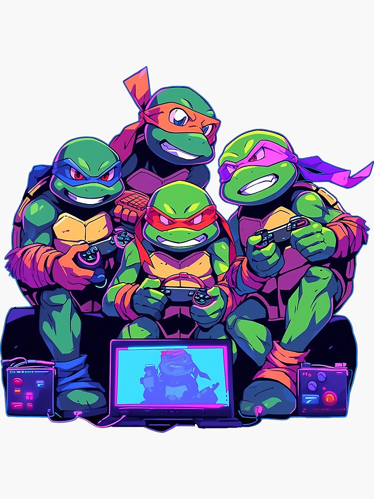 "tmnt play games" Sticker for Sale by maniabx | Redbubble