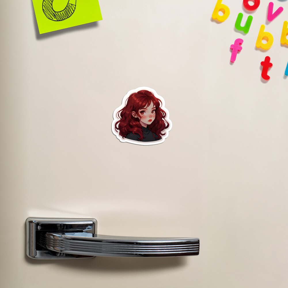 "Red-haired cartoon girl" Sticker for Sale by natalielaf | Redbubble