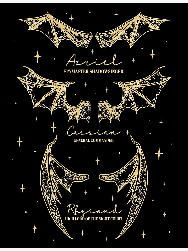 "Golden Bat Boys ACOTAR Bookish wings design Rhysand Cassian Azriel ...