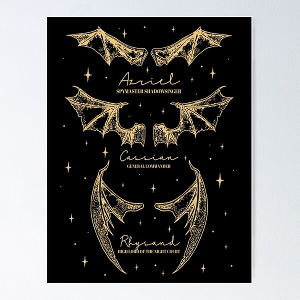 "Golden Bat Boys ACOTAR Bookish wings design Rhysand Cassian Azriel ...