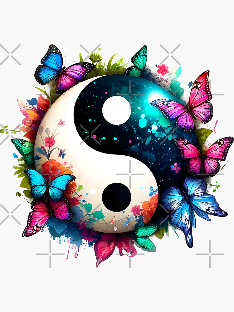 " Yin Yang Butterflies" Sticker for Sale by TigArt | Redbubble