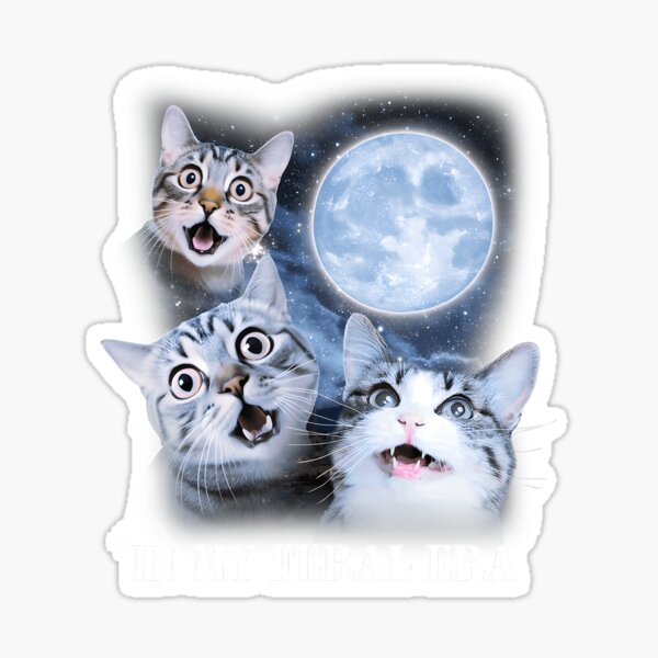 "Funny Cat Moon In My Feral Era Cute Meme" Sticker for Sale by ...