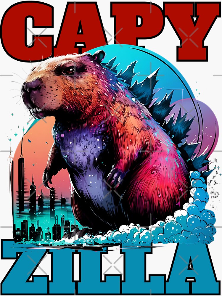 "Capyzilla Capybara" Sticker for Sale by MrChimpStore | Redbubble