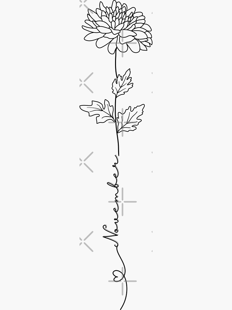 "Minimalist Outline Drawing Chrysanthemum November Birth Flower ...