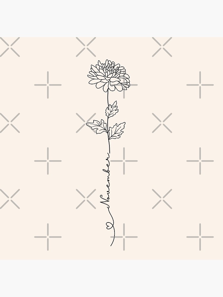 "Minimalist Outline Drawing Chrysanthemum November Birth Flower ...
