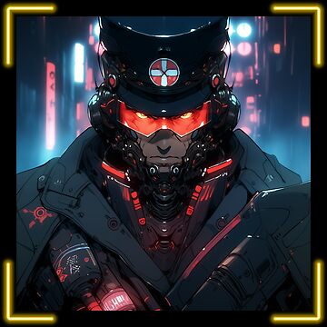 "Cyberpunk Policeman of Mega Tokyo" Sticker for Sale by MechaBrave ...