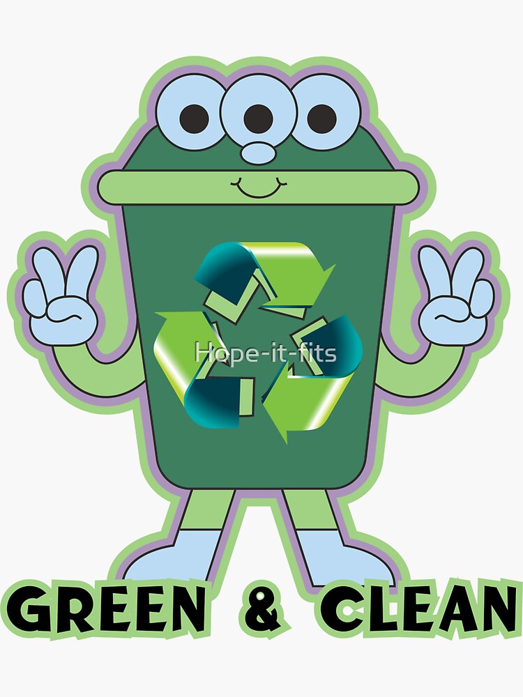"Recycles trash, dust-bin, funny trash can" Sticker for Sale by Hope-it ...