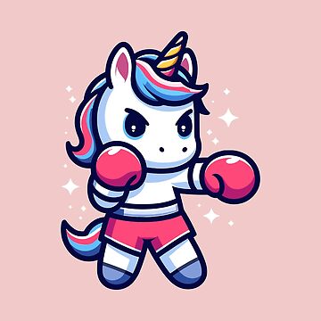 "Cute Rainbow Unicorn Workout Cartoon - Boxing Training" Art Board ...