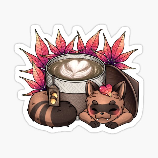 "Hot Coco Tanuki" Sticker for Sale by Clocksy | Redbubble