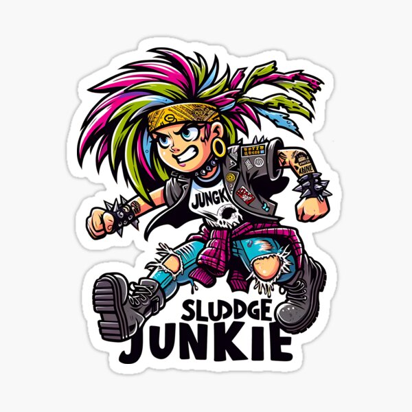 "Sludge Junkie Girl - cartoon" Sticker for Sale by subCultGraphix ...