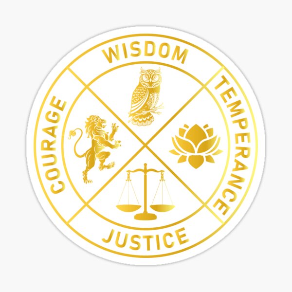 "Stoic Virtues Wisdom Temperance Justice Courage Stoicism" Sticker for ...