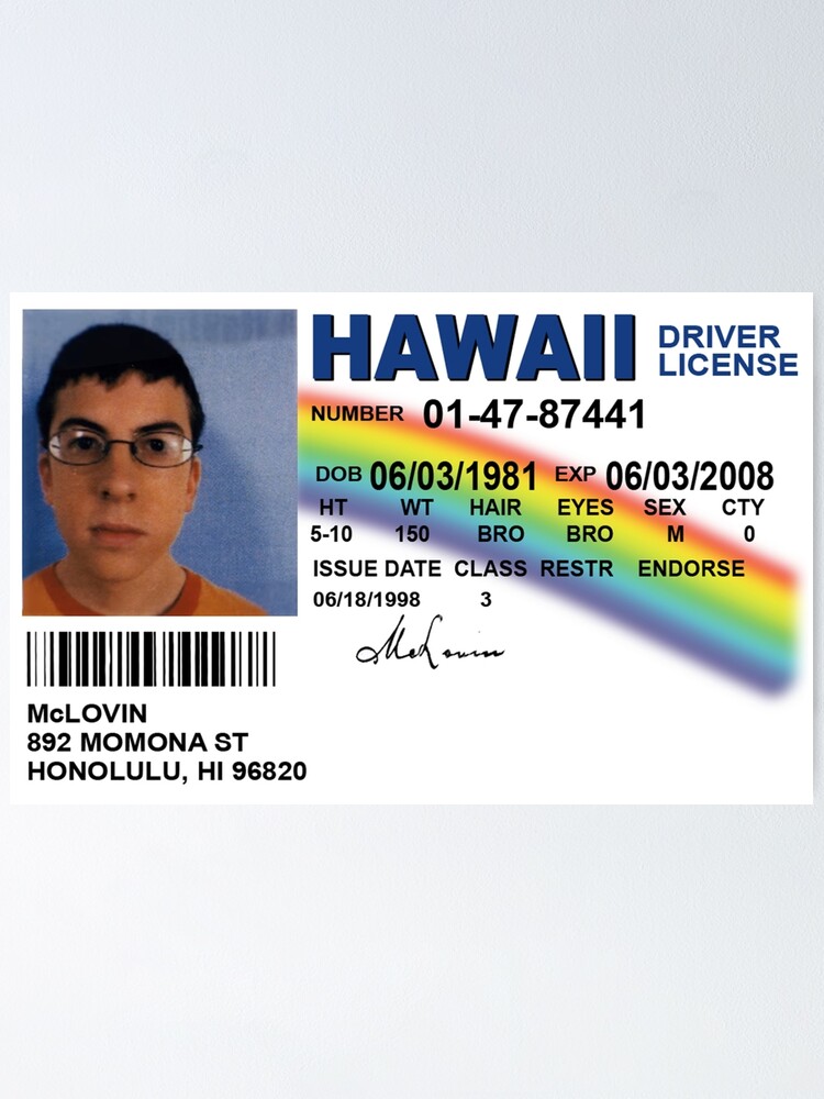 "Mclovin Fake ID - Funny Meme" Poster for Sale by darehson | Redbubble