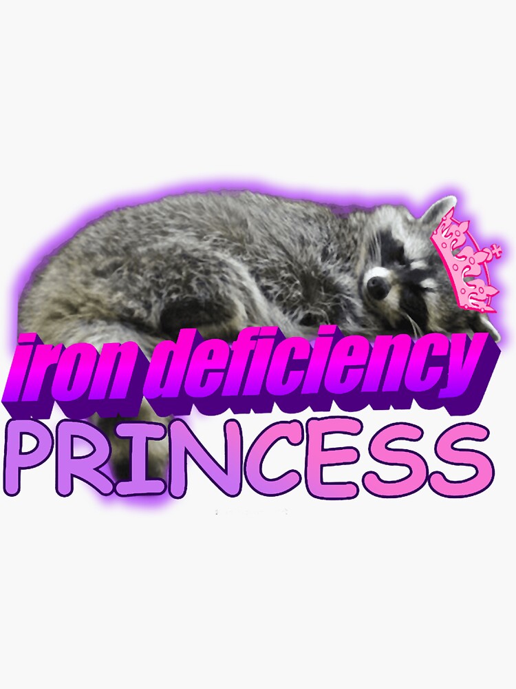 "Iron Deficiency Princess Raccoon Meme" Sticker for Sale by ...
