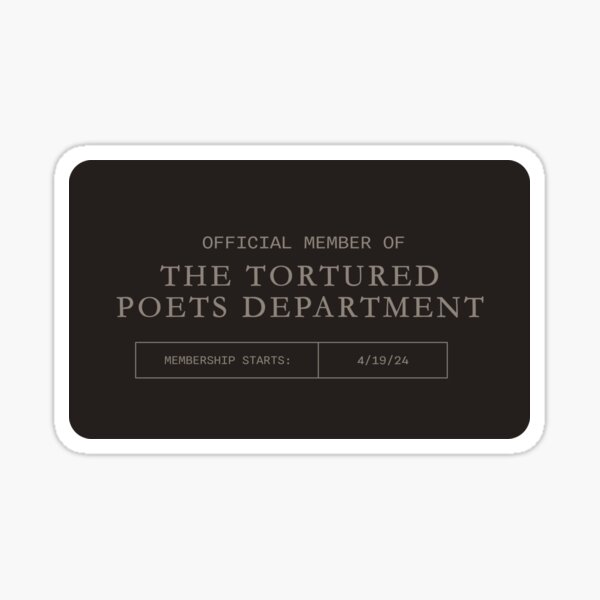 "the tortured poets membership card - the black dog version" Sticker ...