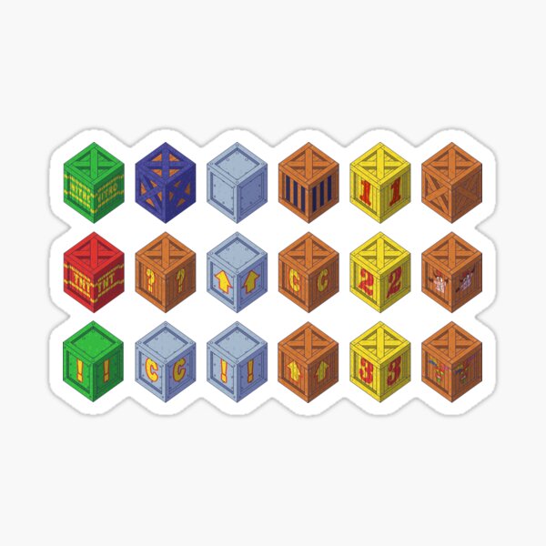 "Crash Crates Collection" Sticker for Sale by thmadethis | Redbubble