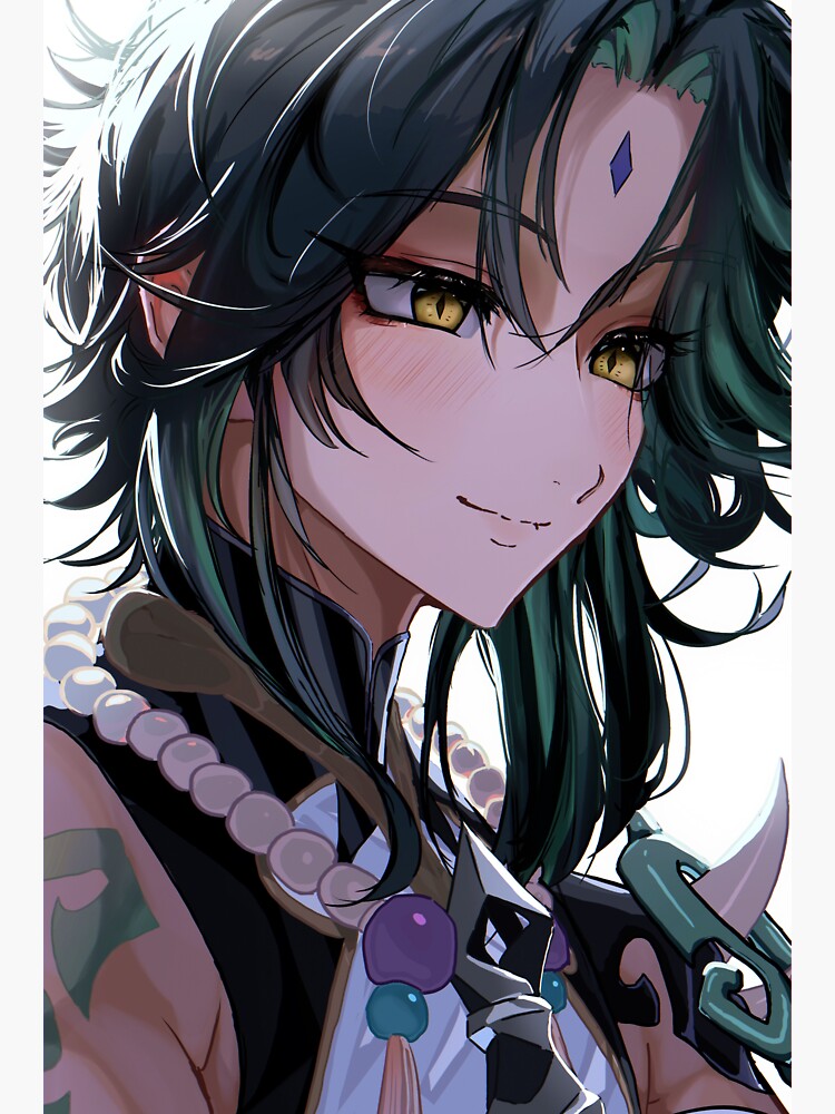 "Smiling Xiao Genshin Impact" Sticker for Sale by sapphicecream | Redbubble