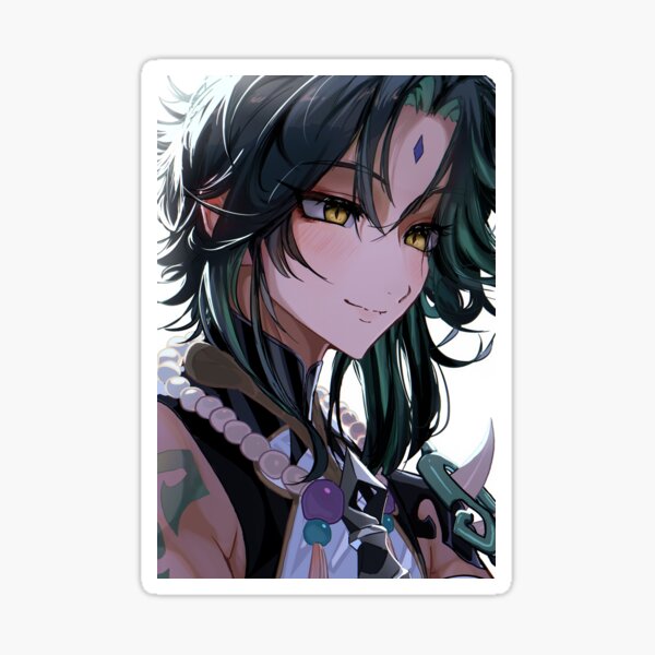 "Smiling Xiao Genshin Impact" Sticker for Sale by sapphicecream | Redbubble