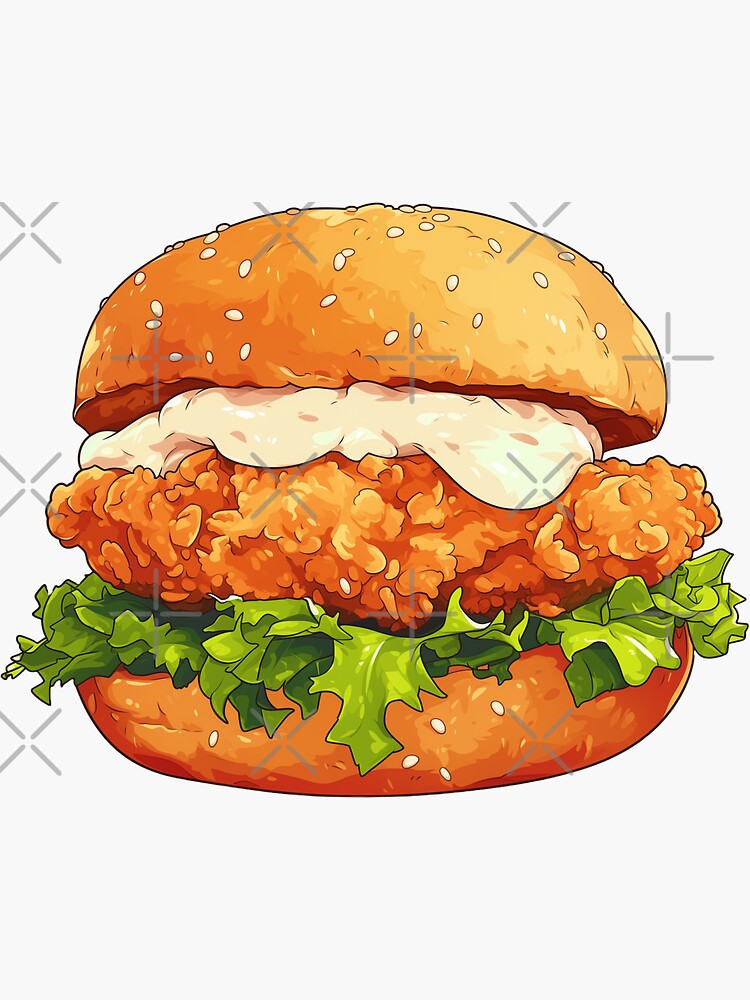 "Chicken Burger" Sticker for Sale by herculeng | Redbubble