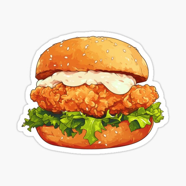 "Chicken Burger" Sticker for Sale by herculeng | Redbubble