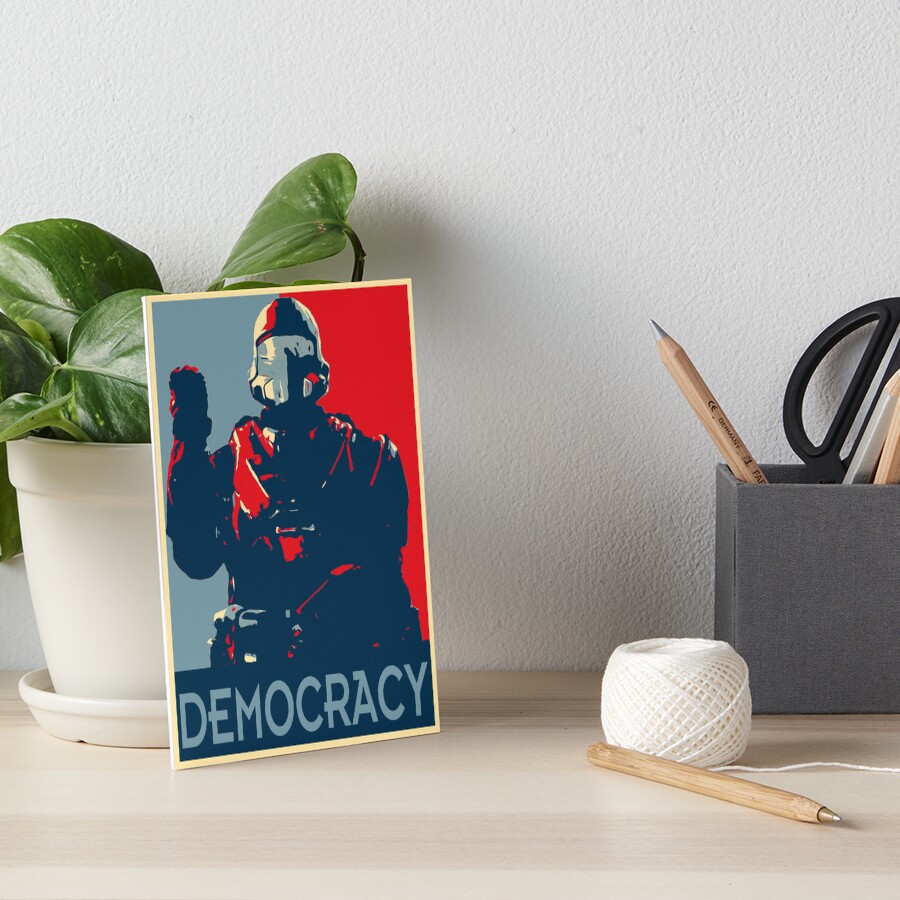 "For democracy futuristic soldier in vintage propaganda style" Poster ...