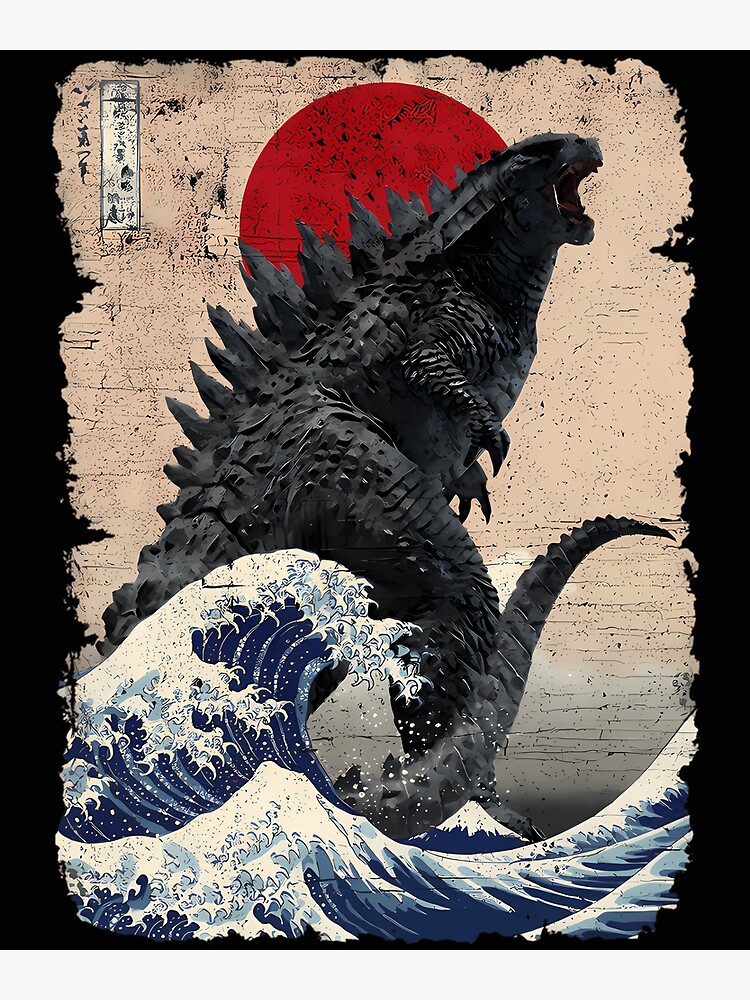 "Vintage Japanese Godzilla Great Wave" Poster for Sale by MARIAPLANTE1 ...