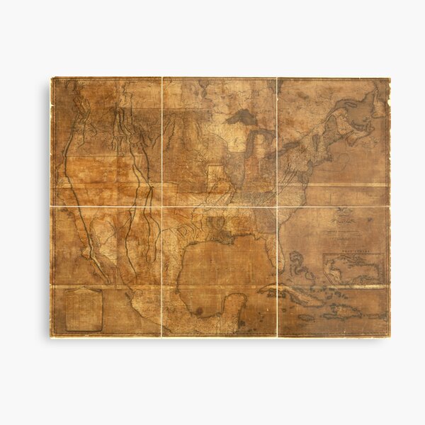 "Map of the United States of America (1822)" Metal Print for Sale by ...