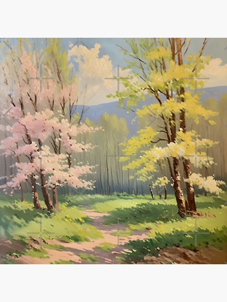 "Vintage Impressionist Landscape: Forest Path in Spring | Impressionism ...