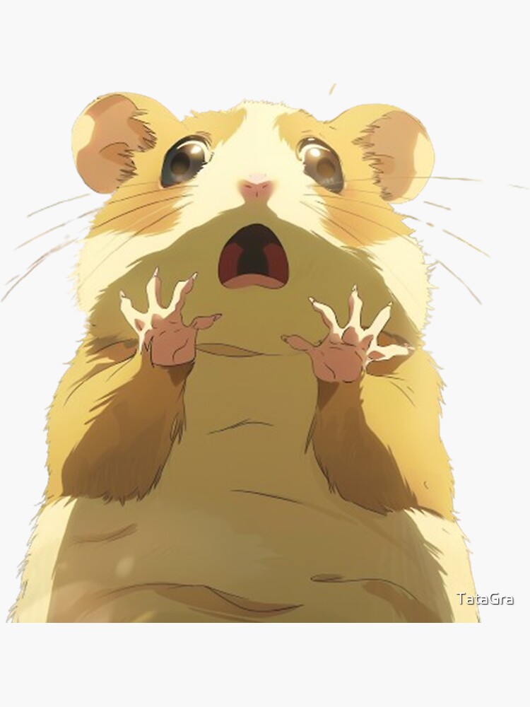 "Scared Hamster Meme" Sticker for Sale by TataGra | Redbubble