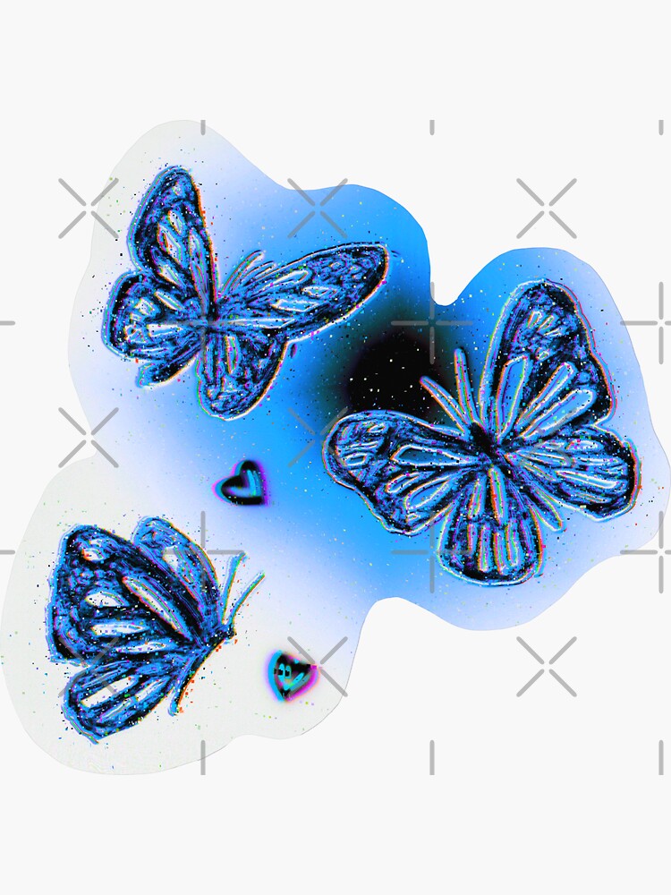 "Blue Butterfly Sticker" Sticker for Sale by JR-98 | Redbubble