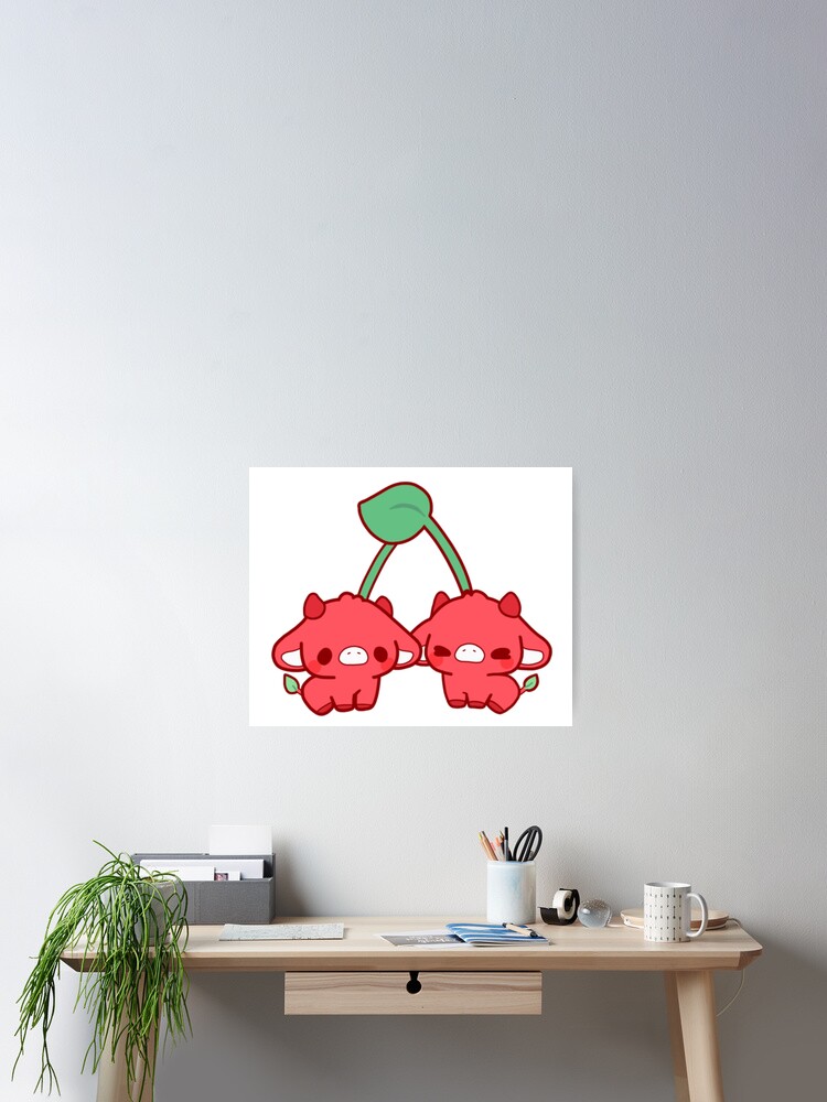 "Kawaii Cherry Cow" Poster for Sale by jennysselling | Redbubble