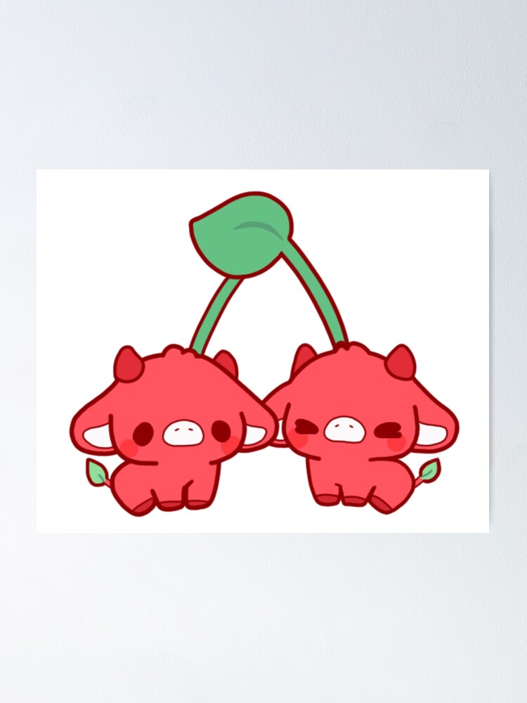 "Kawaii Cherry Cow" Poster for Sale by jennysselling | Redbubble