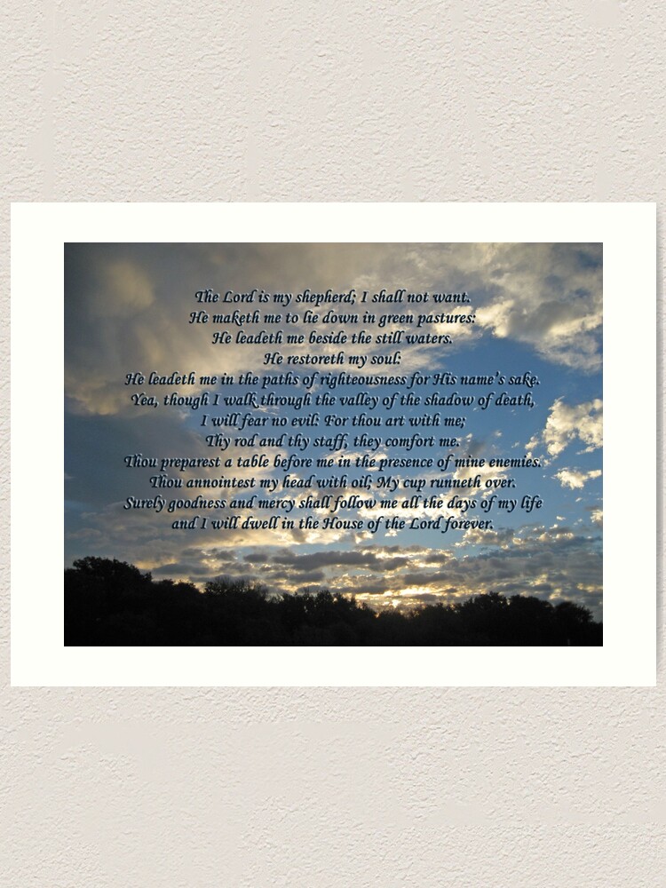 "23rd Psalm Bible Verse The Lord is My Shepherd" Art Print for Sale by ...