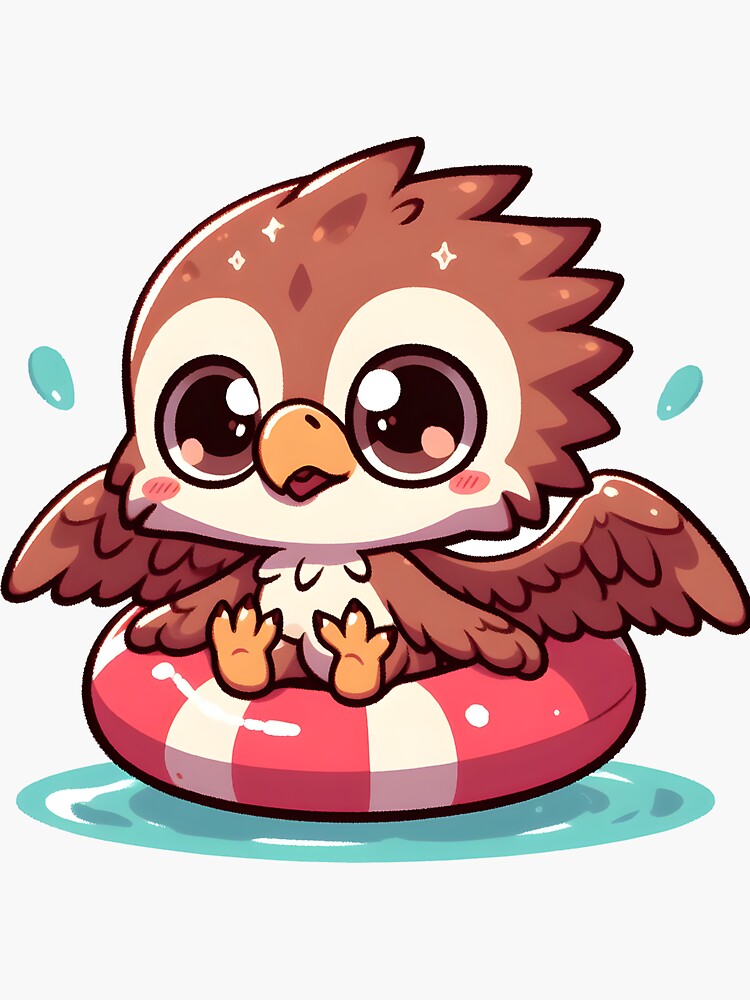 "Kawaii Chibi Griffin: Wearing A Swim Ring" Sticker for Sale by ...