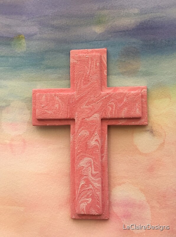 "Pink Watercolor Cross" by LeClaireDesigns | Redbubble