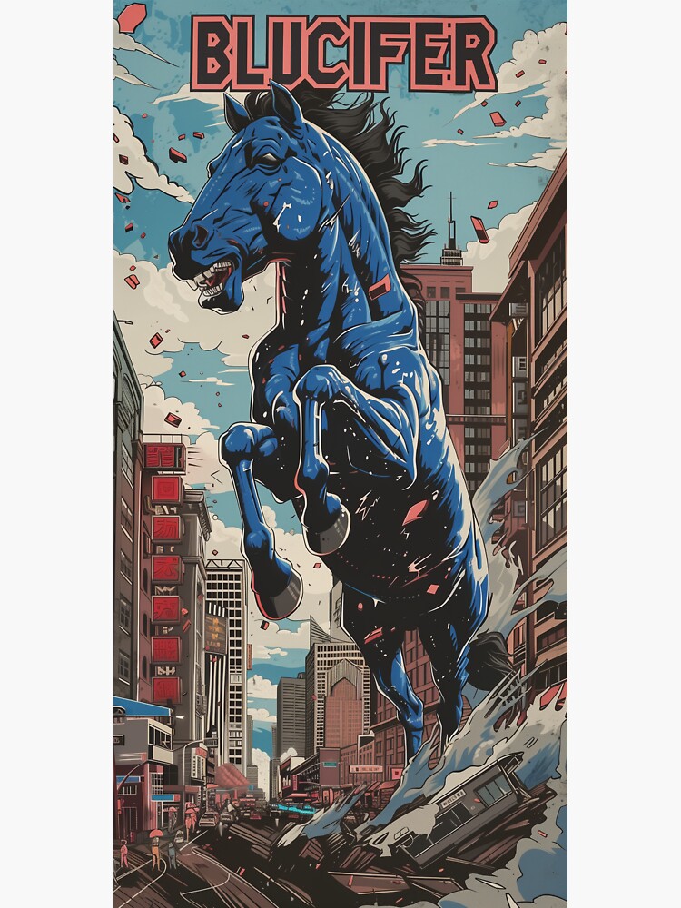 "Poster of Blucifer Gundam destroying Denver, Colorado" Sticker by ...