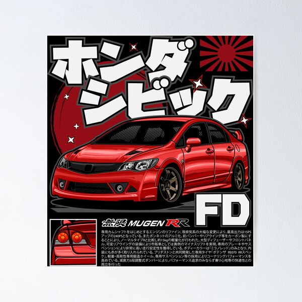 "Civic FD Mugen RR" Poster for Sale by idrdesign | Redbubble