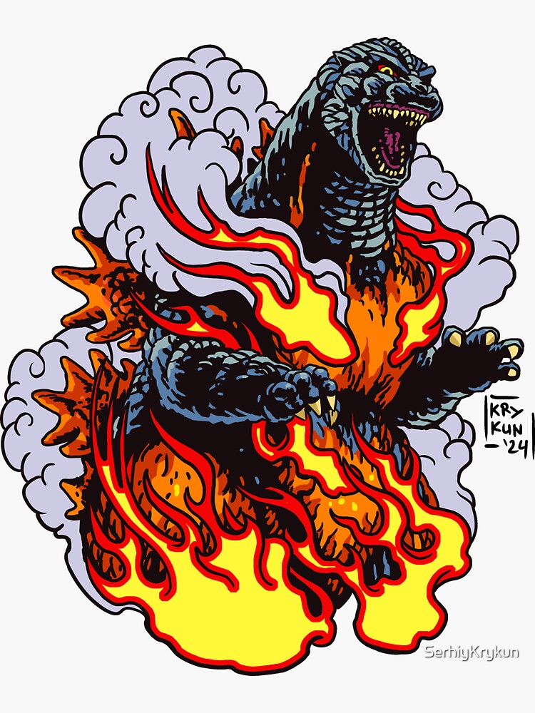 "Burning Godzilla" Sticker for Sale by SerhiyKrykun | Redbubble