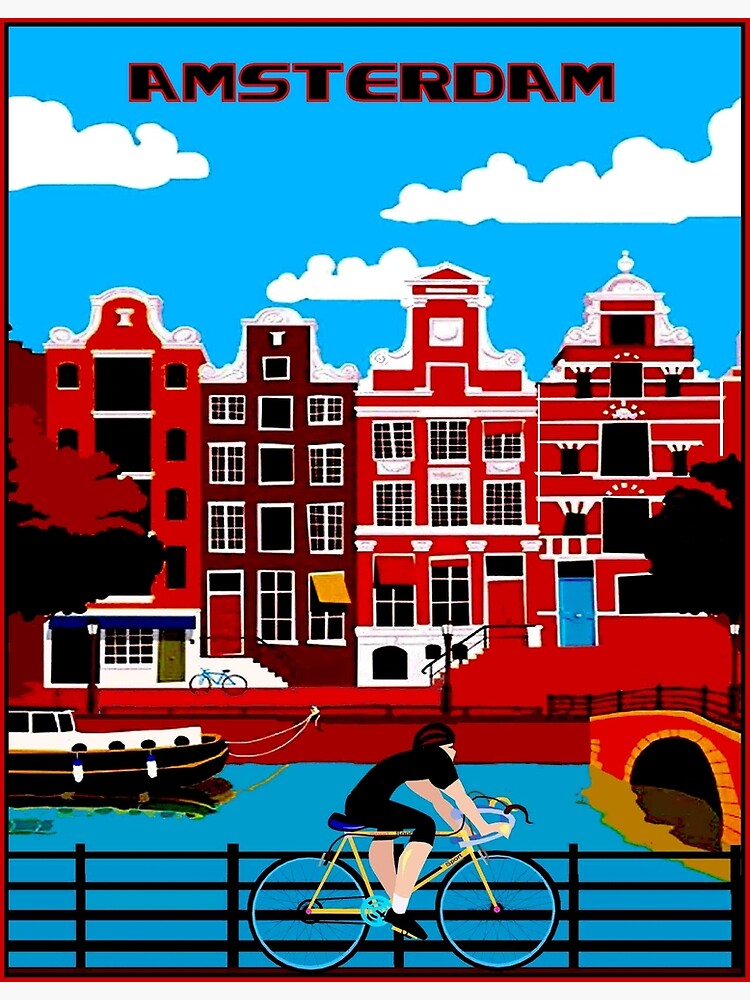 "AMSTERDAM : Bicycle Riding Print" Poster for Sale by posterbobs | Redbubble